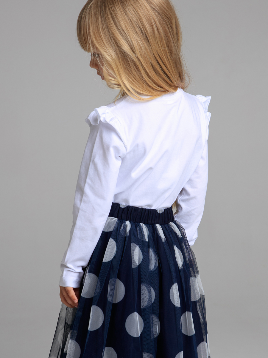 Белая футболка с длинным рукавом для девочки PlayToday (32222229 ...